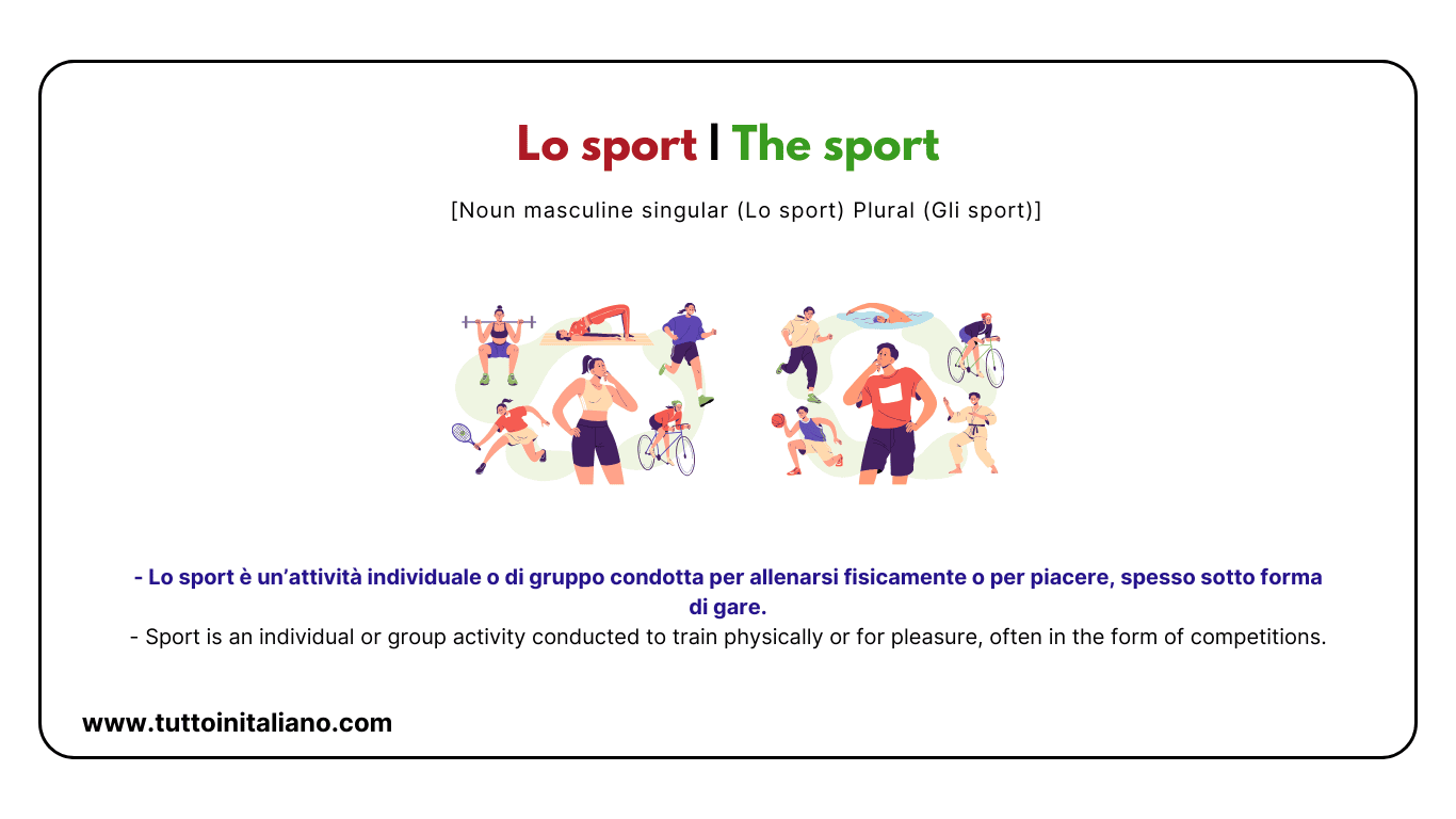 Italian vocabulary words: The Sport | Easy 20+ words for sports (part 1 ...