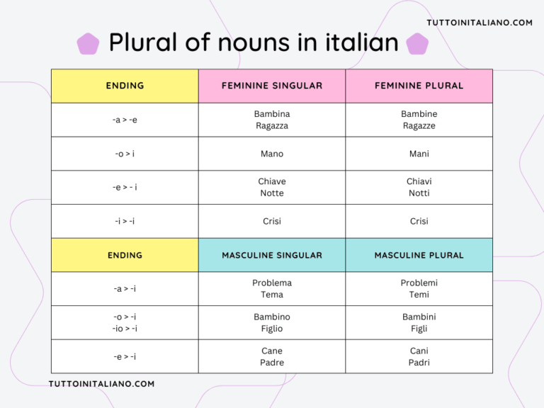 Easy Italian Grammar A1 - Plural of Nouns. | tuttoinitaliano