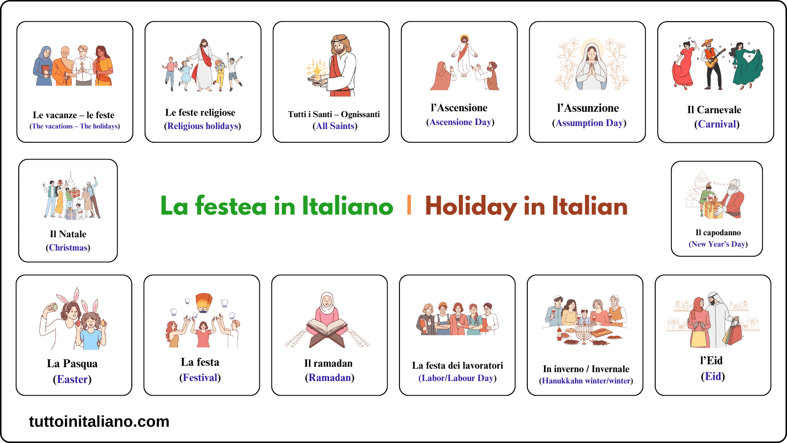 Feste e feste religiose / Holidays and religious festivals ...